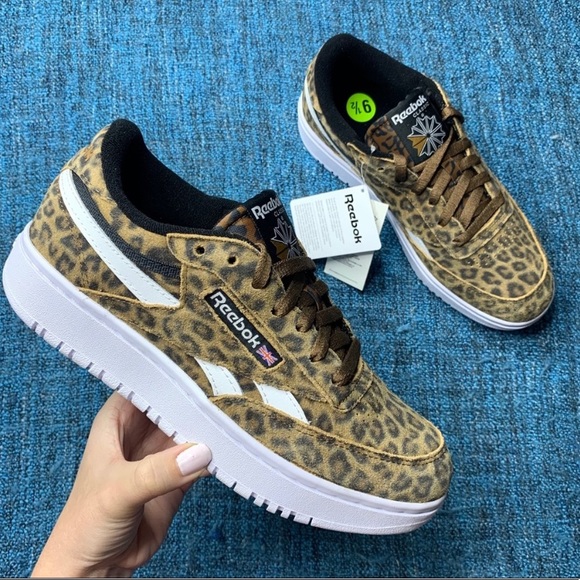 Reebok | Shoes | Reebok Club C Double Leopard Print Leather Sneaker ...